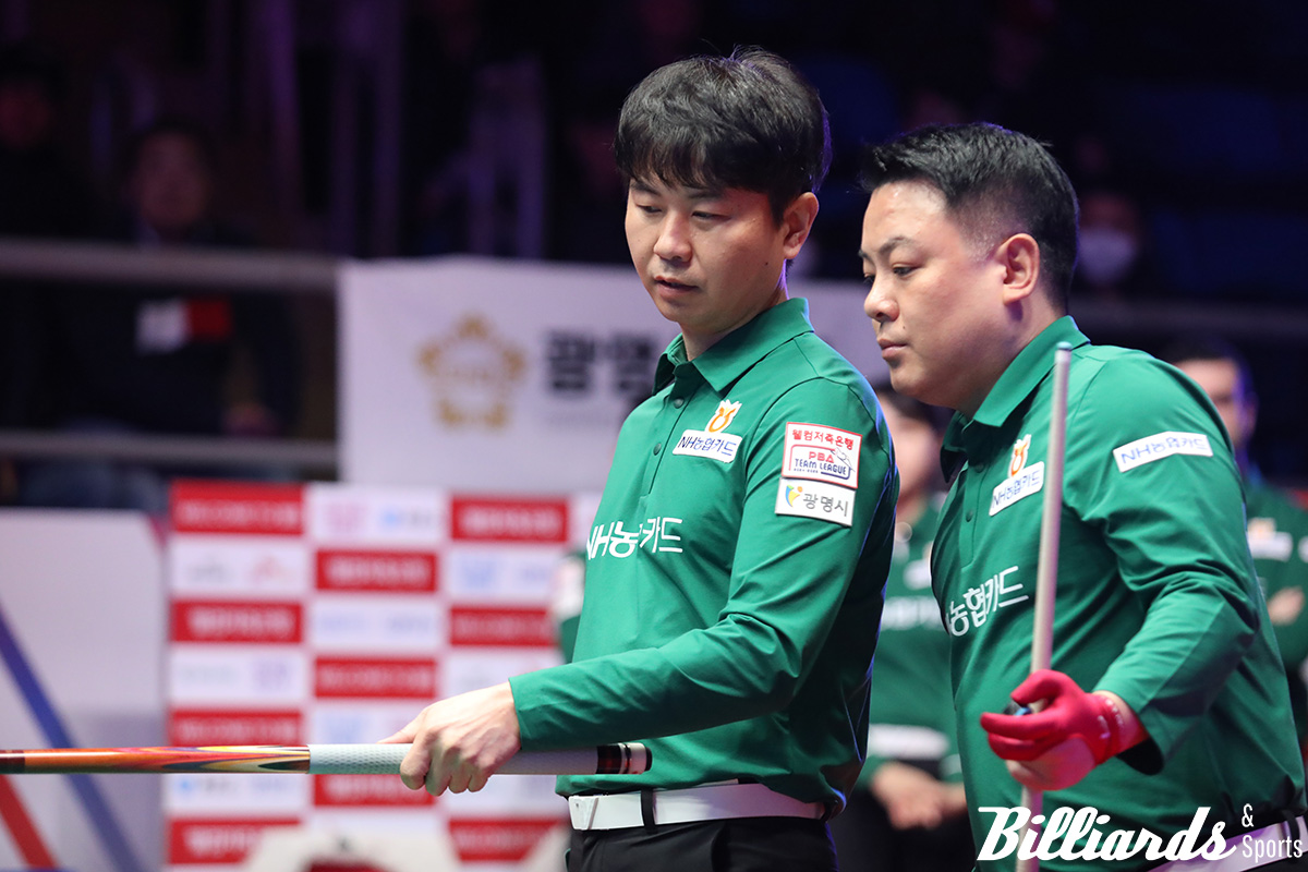 '조재호-김현우 활약' NH농협카드, 크라운해태 꺾고 4R 첫승 [PBA 팀리그 4R]