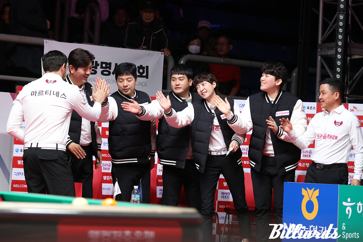 '4R 우승 경쟁' 최종일로 연장…우리금융캐피탈, 크라운해태에 4-2 승리 [PBA 팀리그 4R]