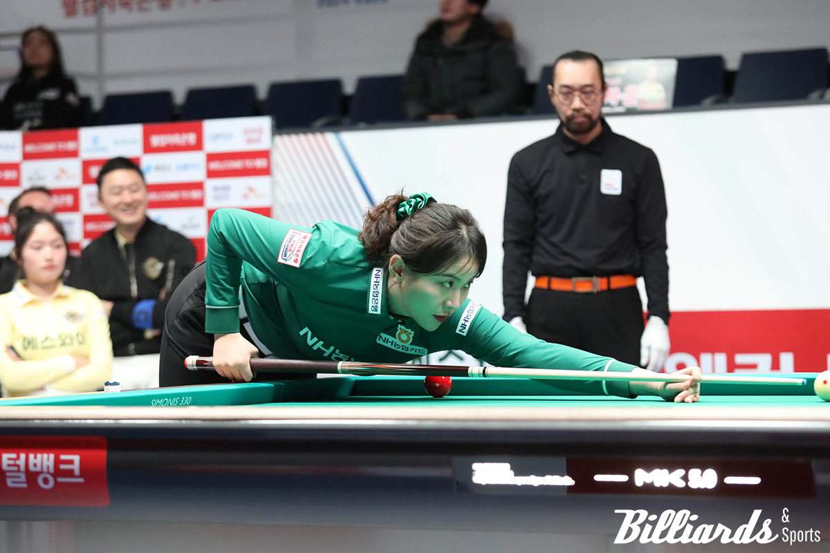 '각성' 김민아, 풀세트 위기서 6세트 승리…NH농협카드, PBA 팀리그 5R 첫 승리 쟁취