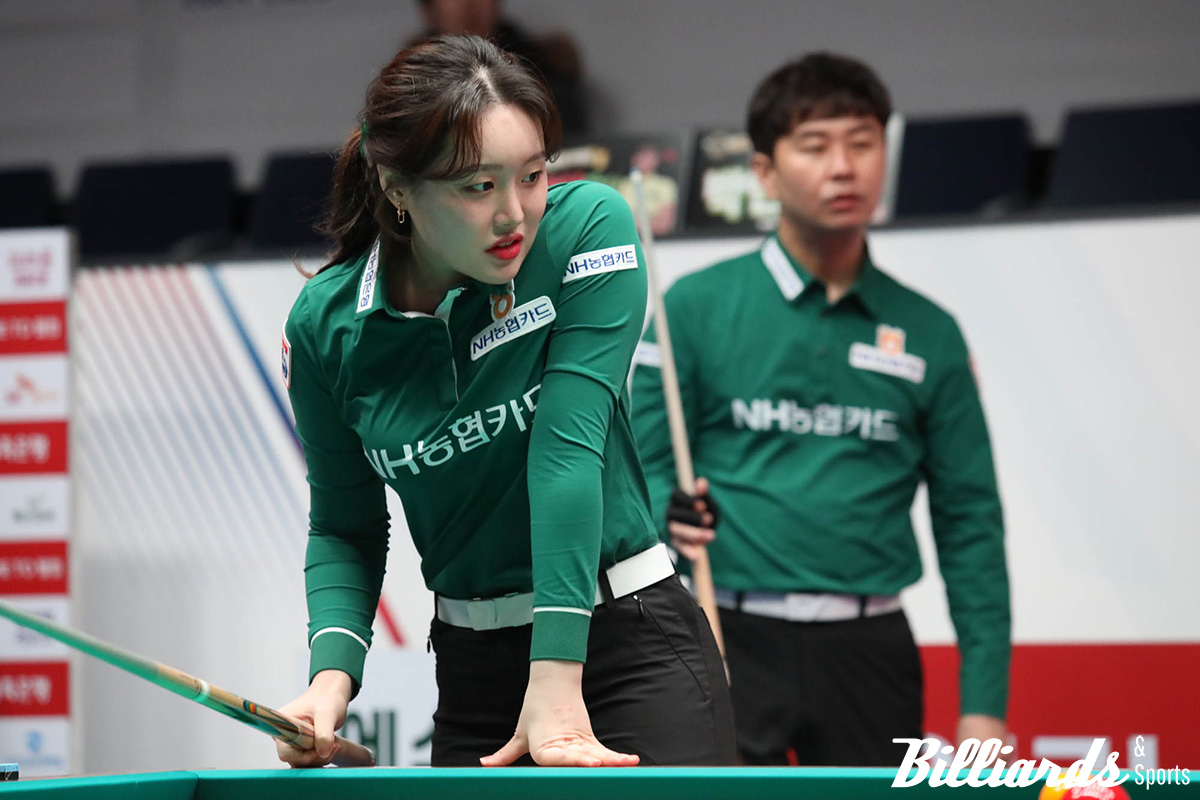 '각성' 김민아, 풀세트 위기서 6세트 승리…NH농협카드, PBA 팀리그 5R 첫 승리 쟁취