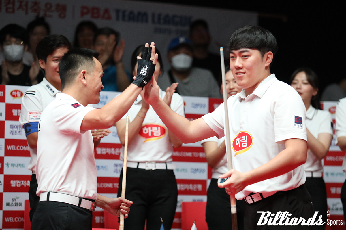 '5일 연속 승리' 하림, 웰컴저축은행에 4-3 승리…박정현-쩐득민, 두 세트 도움 [PBA 팀리그 2R]